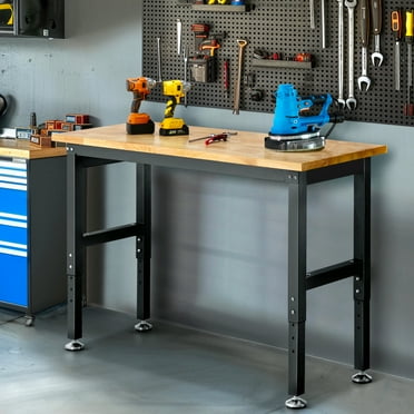 VEVOR Adjustable Workbench, 72" x 25" Multi-Purpose Work Bench with 28. ...