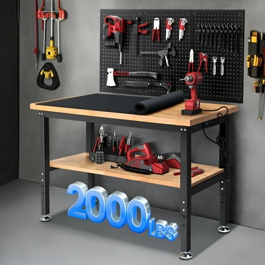 VEVOR Adjustable Workbench, 72" x 25" Multi-Purpose Work Bench with 28. ...