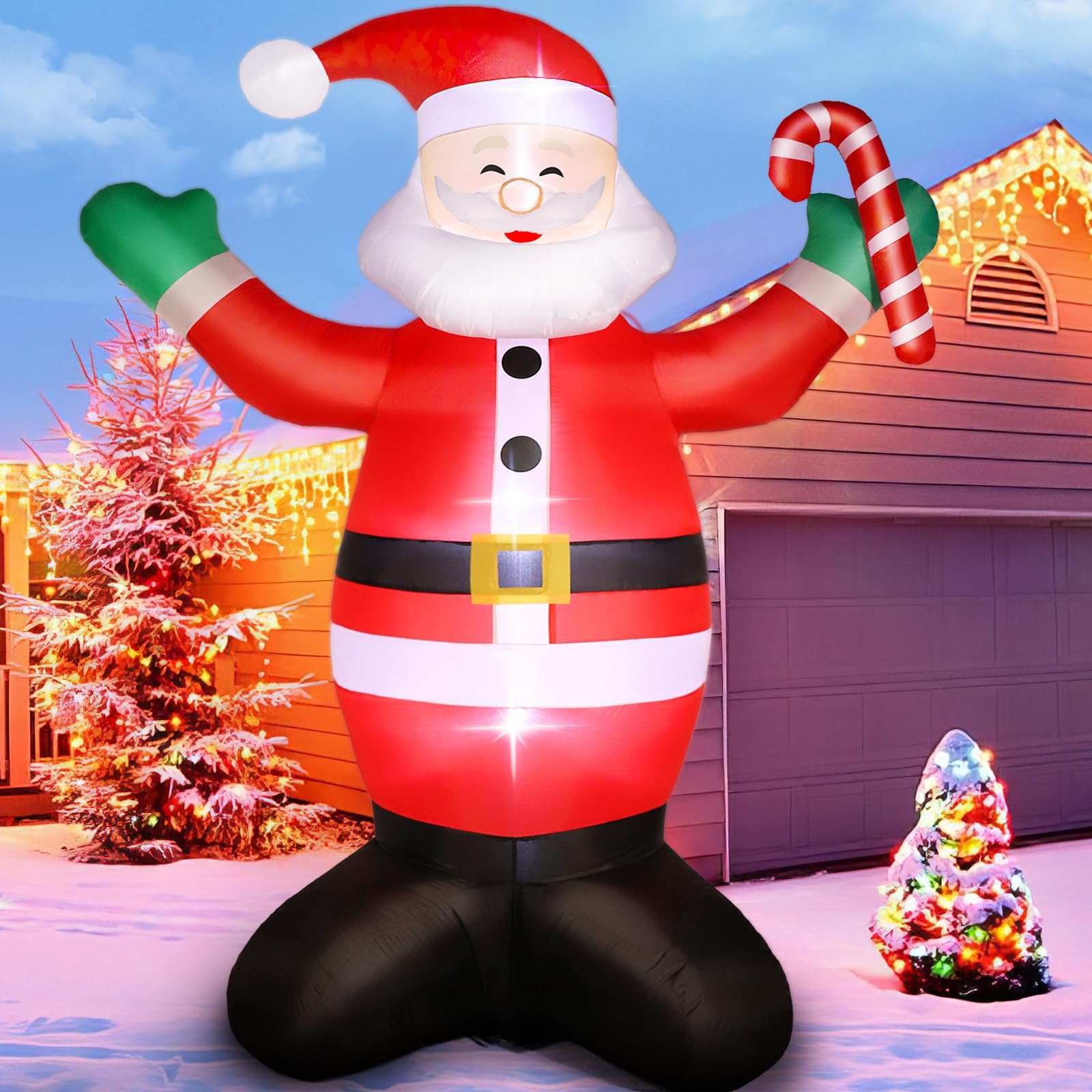 ENLIEASE Christmas Inflatables Outdoor Decorations, 6 FT Santa Claus ...