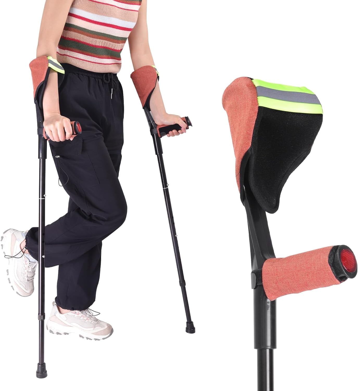 ENLUNTRA 1 Pair Forearm Crutches for Adults with Elbow Protection ...