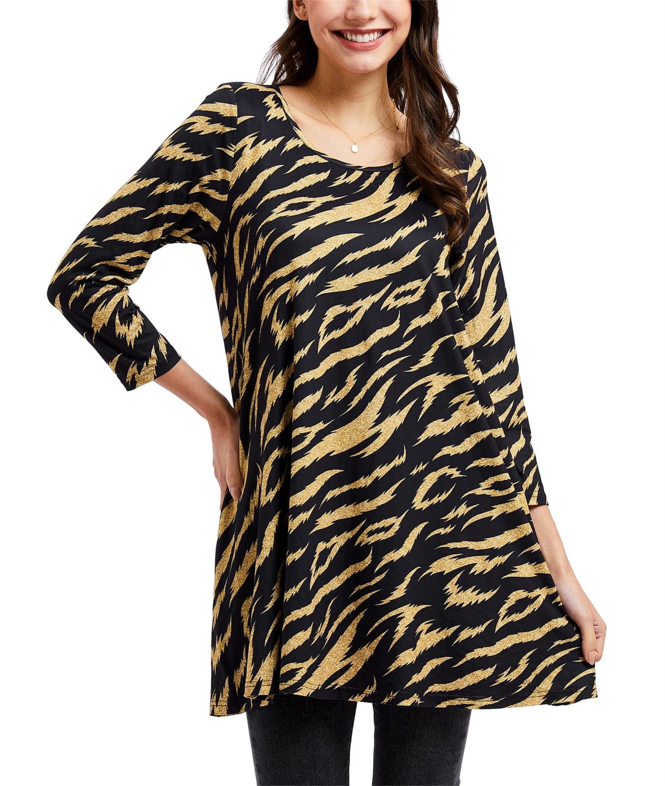 ENMAIN Plus Size Tops for Womens Clothes 3/4 Sleeve Shirts Casual Crew ...