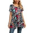 ENMAIN Summer Tunics for Women Plus Size Short Sleeve Tops Casual Swing Dressy Loose Fit Black M ...