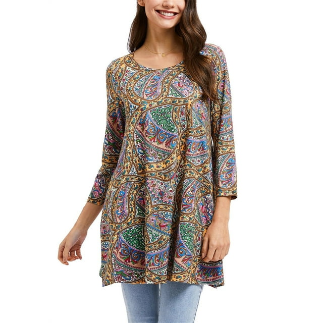 Enmain Womens Blouses 3 4 Sleeve Dressy Casual Shirts Plus Size Tunic