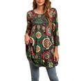 Enmain Womens Tunic Tops 3 4 Sleeve Green Floral Blouses Casual Dressy