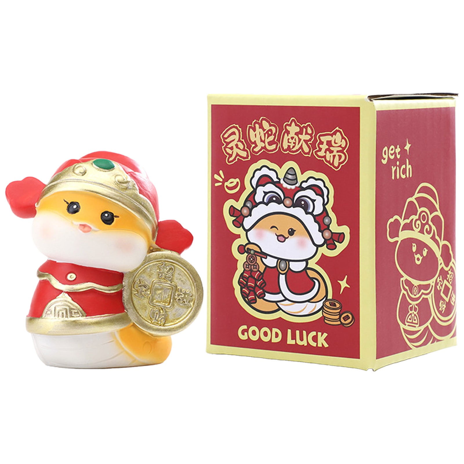 ENMJIA Cute Lucky Spirit Snake Offering Auspicious Ornament Statue ...