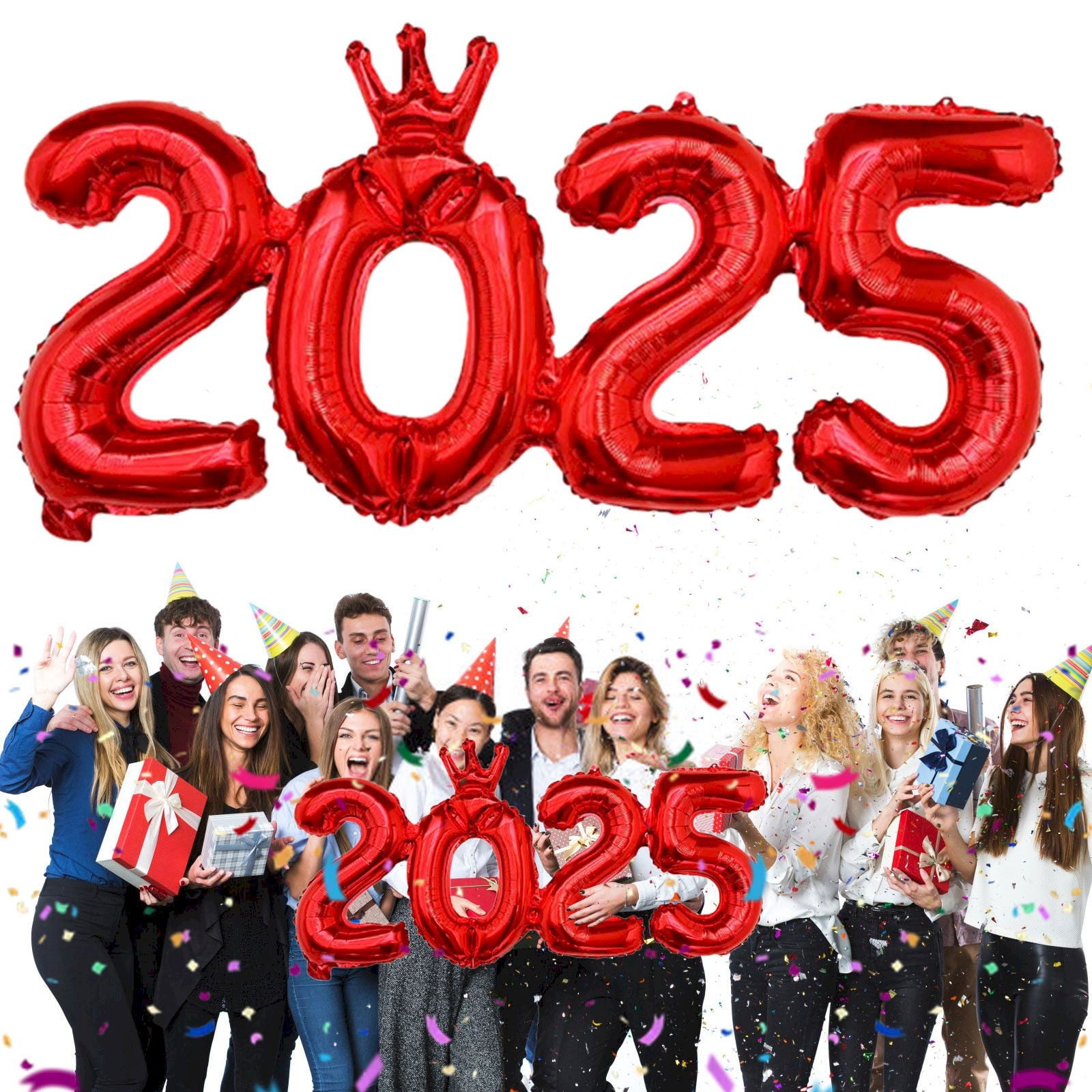 ENMJIAW 2025 Crown Balloon Red 2025 Crown Digital Balloon 2025 Aluminum Foil Balloon 2025 New ...