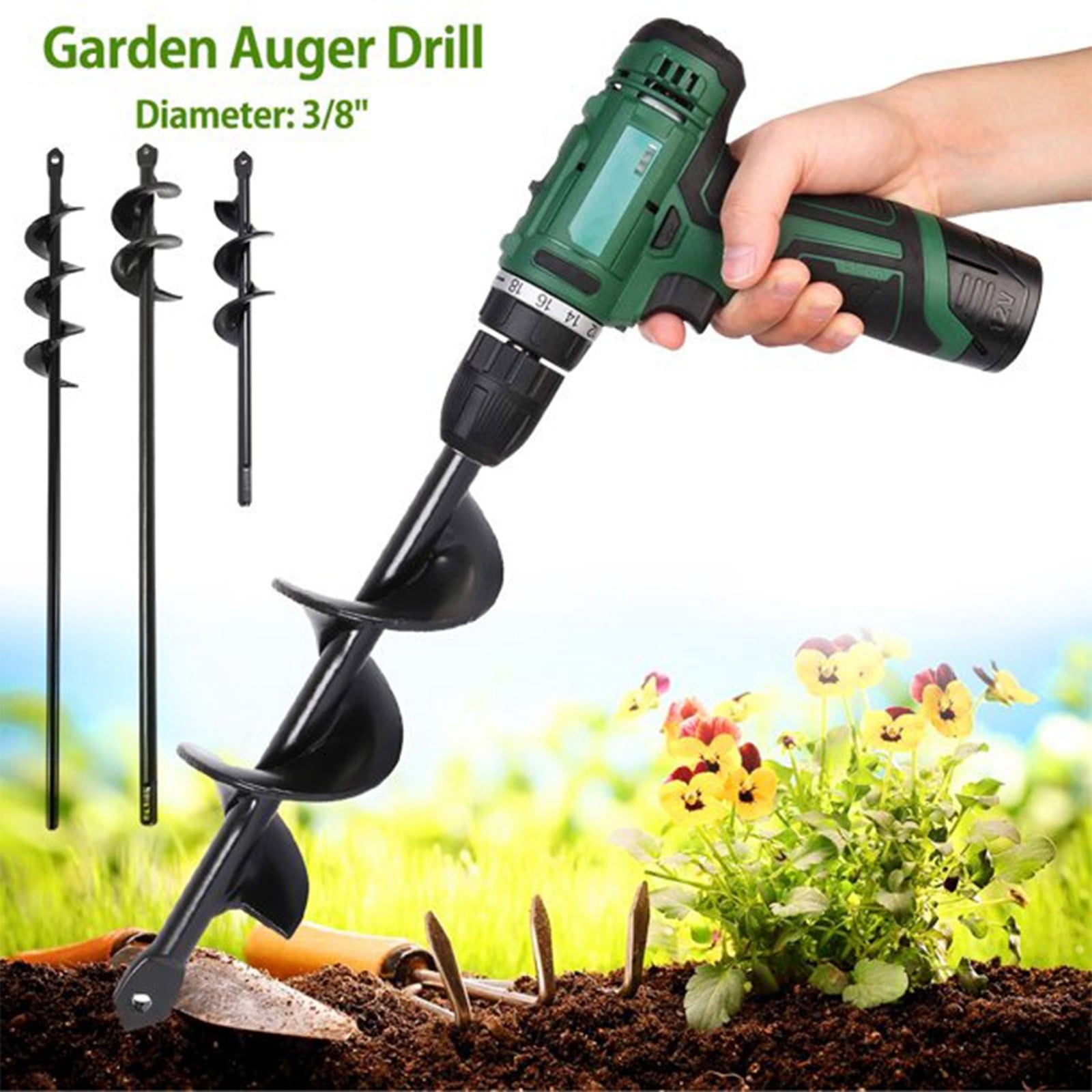ENMJIAW Auger Drill Bit For Planting - 4X22Cm Heavy-Duty Garden Auger Spiral Drill Bit - Bulb ...