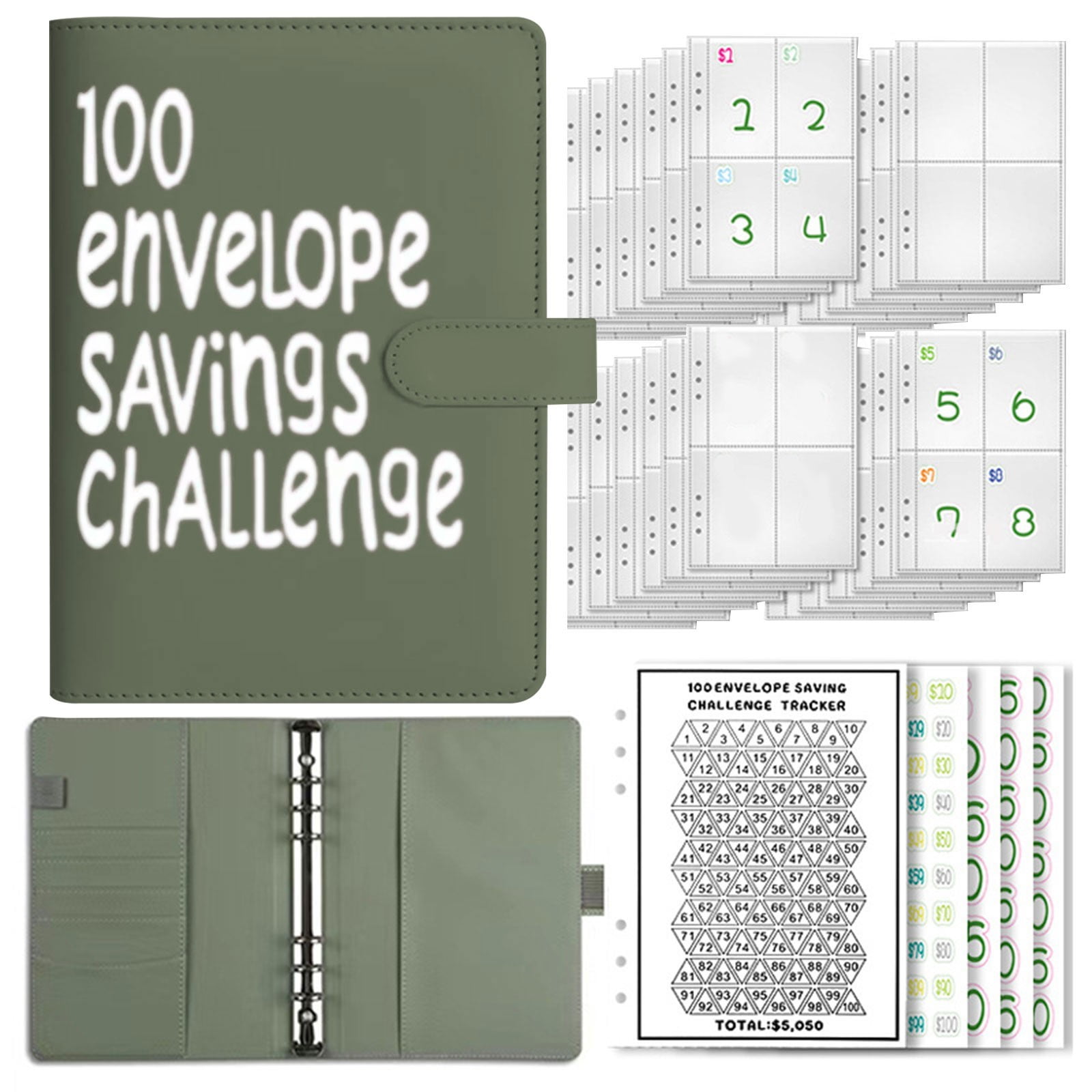 ENMJIAW (Green) 100-Day Accounting Notebook 100 Envelope Challenge ...