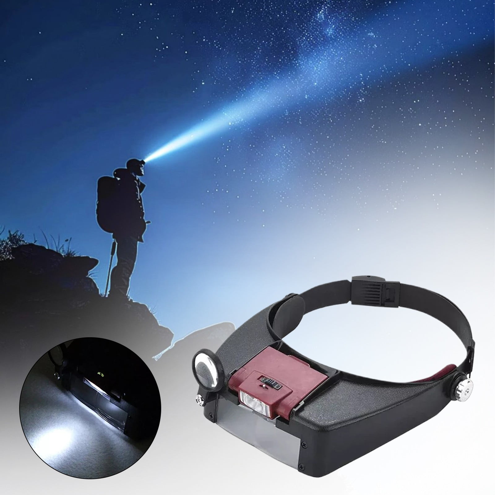 ENMJIAW Headband Magnifying Glass With Double Led,Magnifying Glasses ...