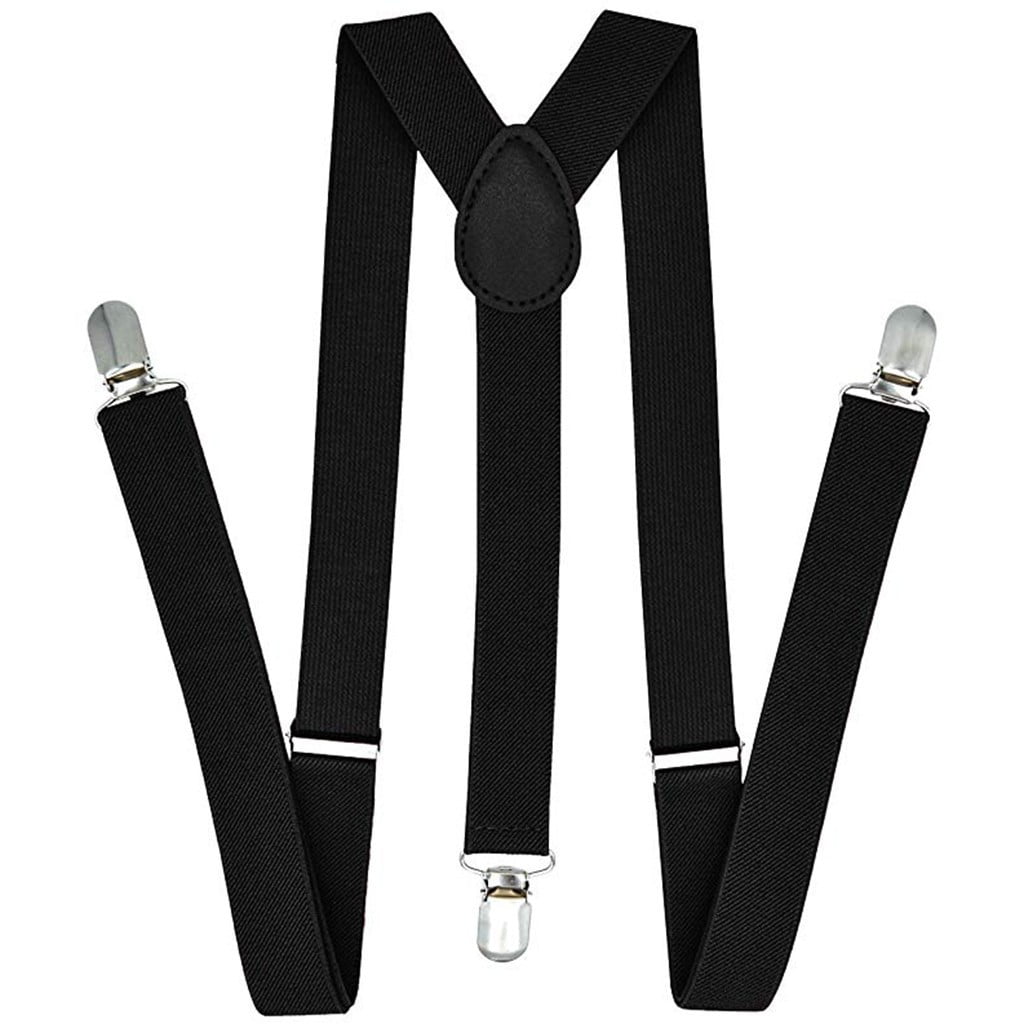 ENMJIAW Mens Suspenders X-Back Wide Adjustable Solid Straight Heavy ...
