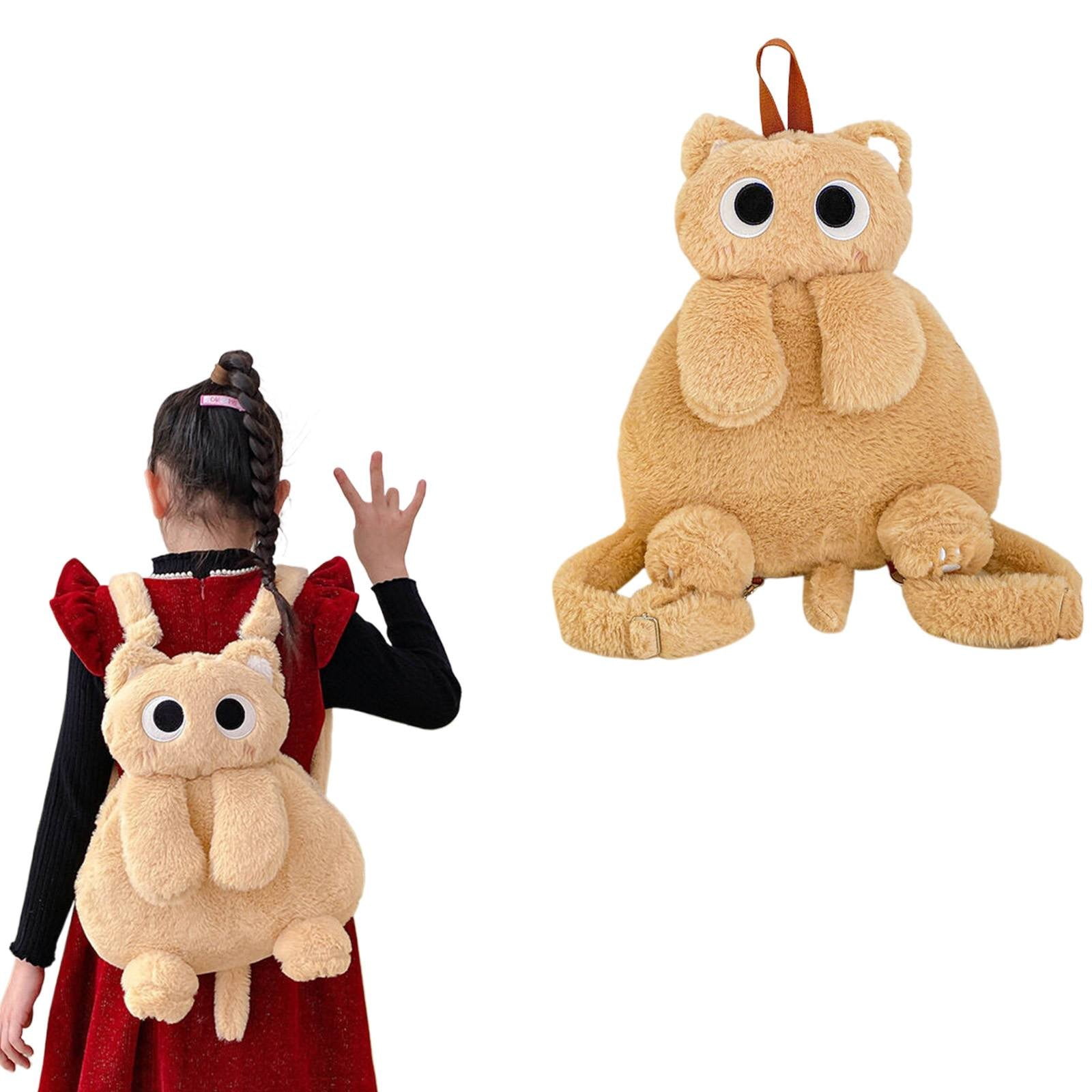 ENMJIAW Siamese Cat Backpack Khaki Plush Stuffed Cat Animal Backpack ...