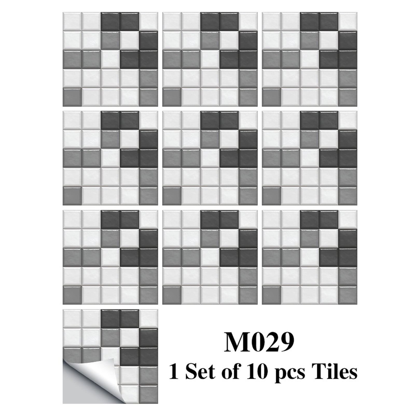 ENMJIAW Square Peel and Stick Backsplash for Kitchen 10pcs Mosaic ...