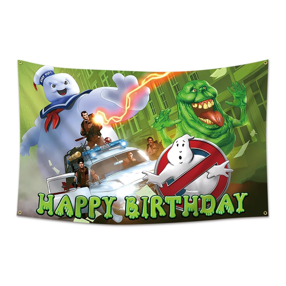 ENMOON Ghostbusters Birthday Flag YPF5 Party Background Decoration ...