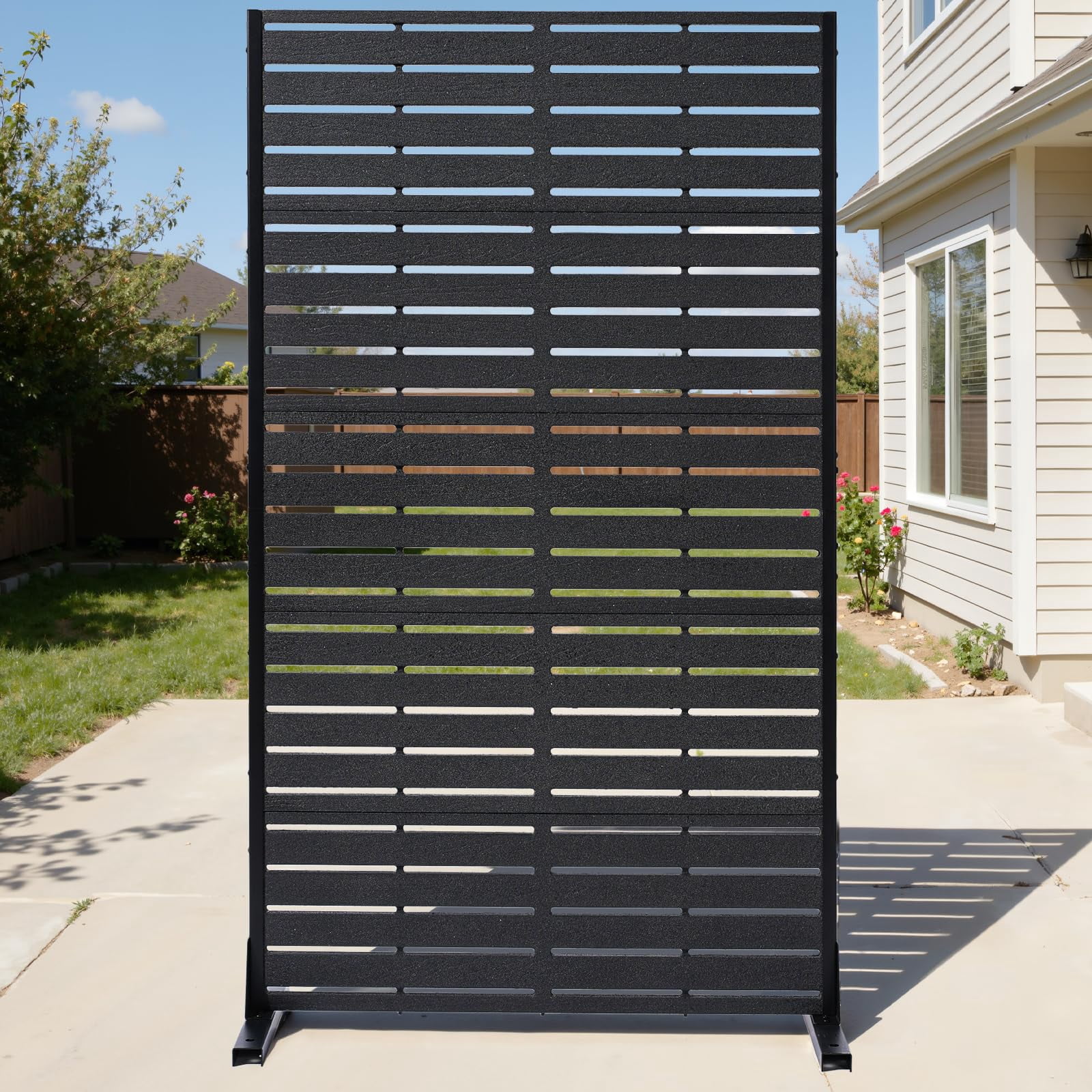 ENNSOO Outdoor Privacy Screens Freestanding 5 Panel HDPE Decorative ...