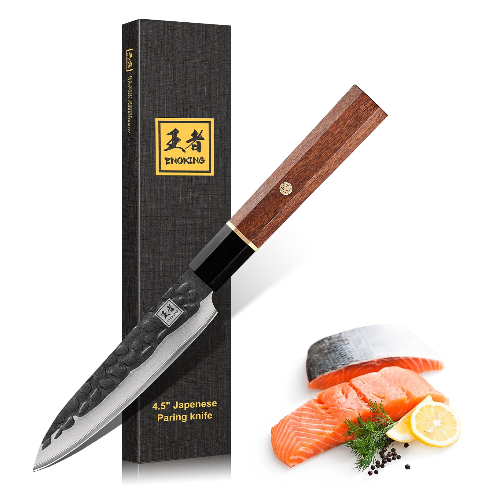 ENOKING 4.5" High Carbon Steel Forged Japanese Paring Knife, 5 Layers ...