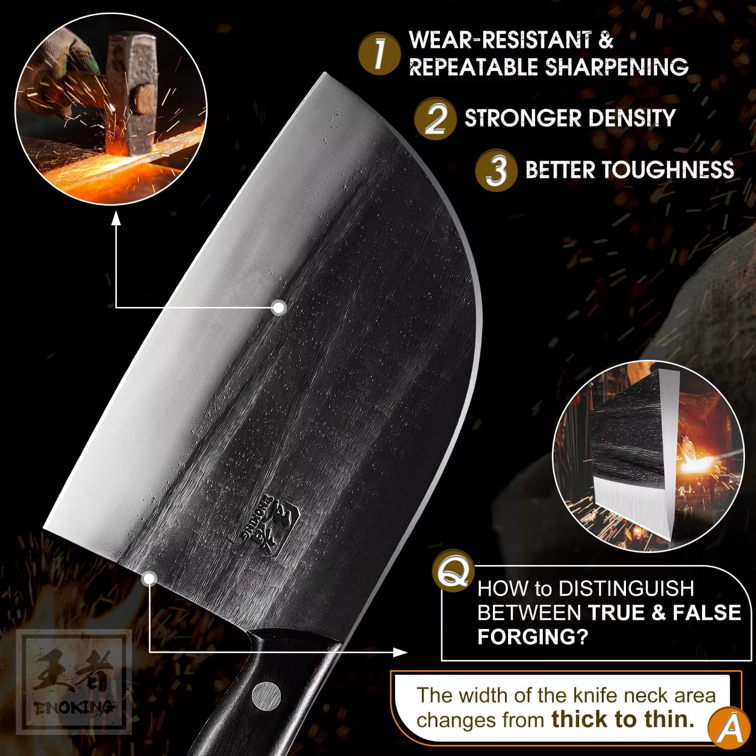 ENOKING 6.7 inch Serbian Chef Handmade Meat Cleaver Knife with Leather ...