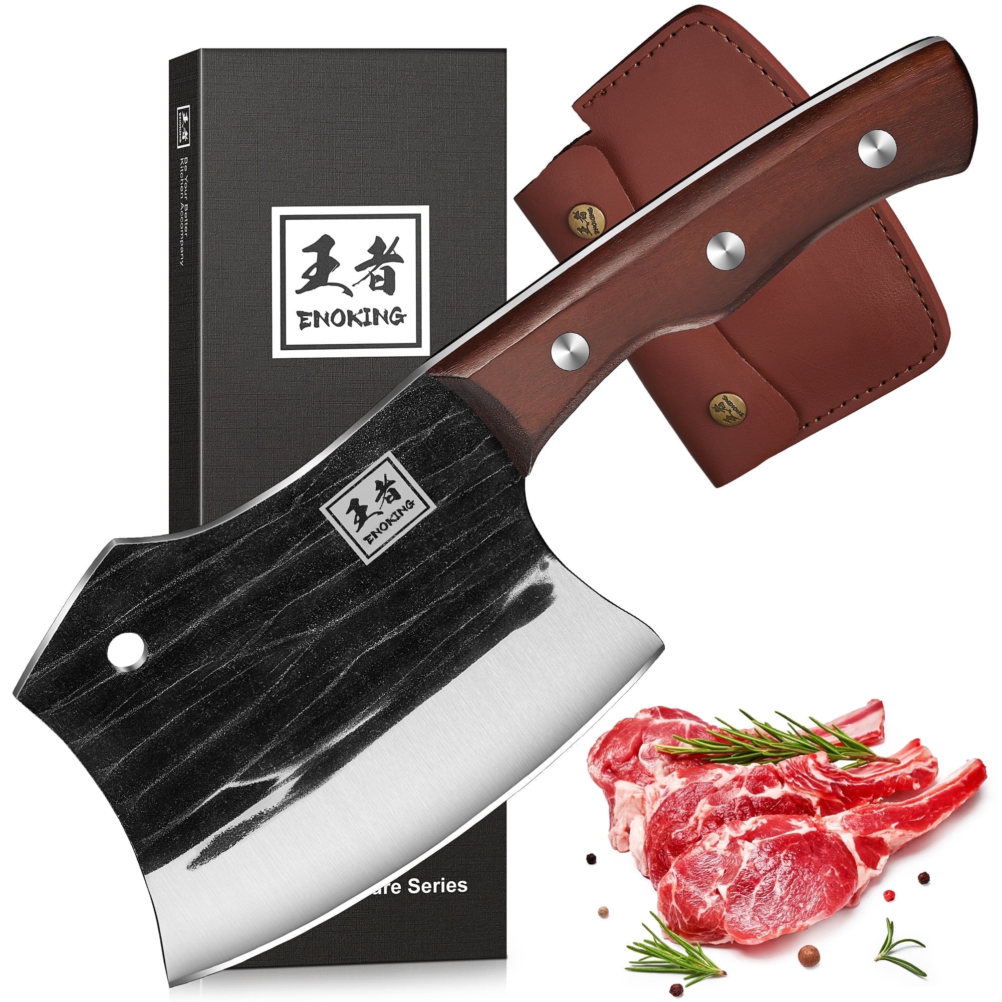 ENOKING Heavy Duty Stainless Steel Butcher Knife 5.7 Inch Meat Bone ...