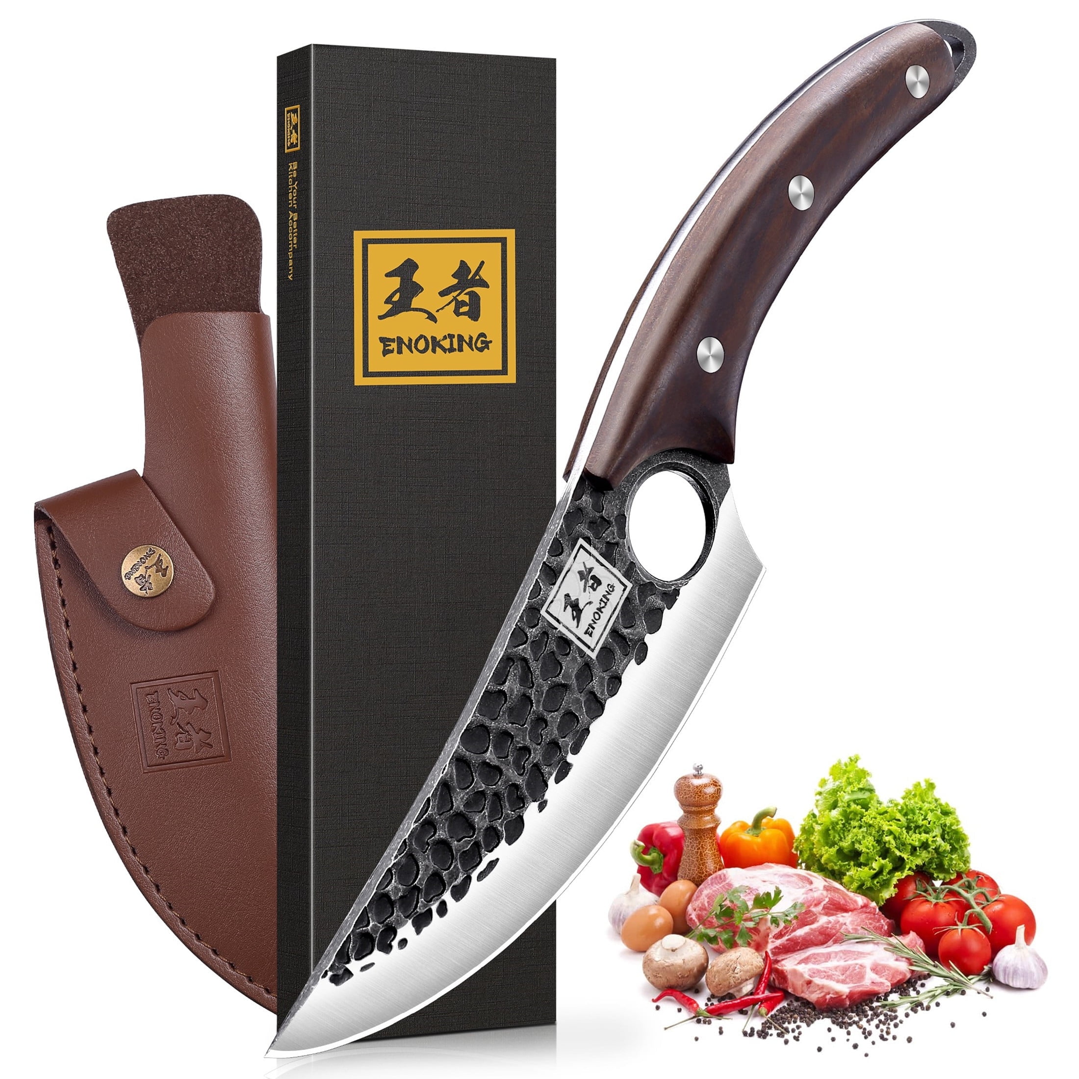 ENOKING Japanese Chef Knife Boning Knife for Meat Cutting with Sheath ...