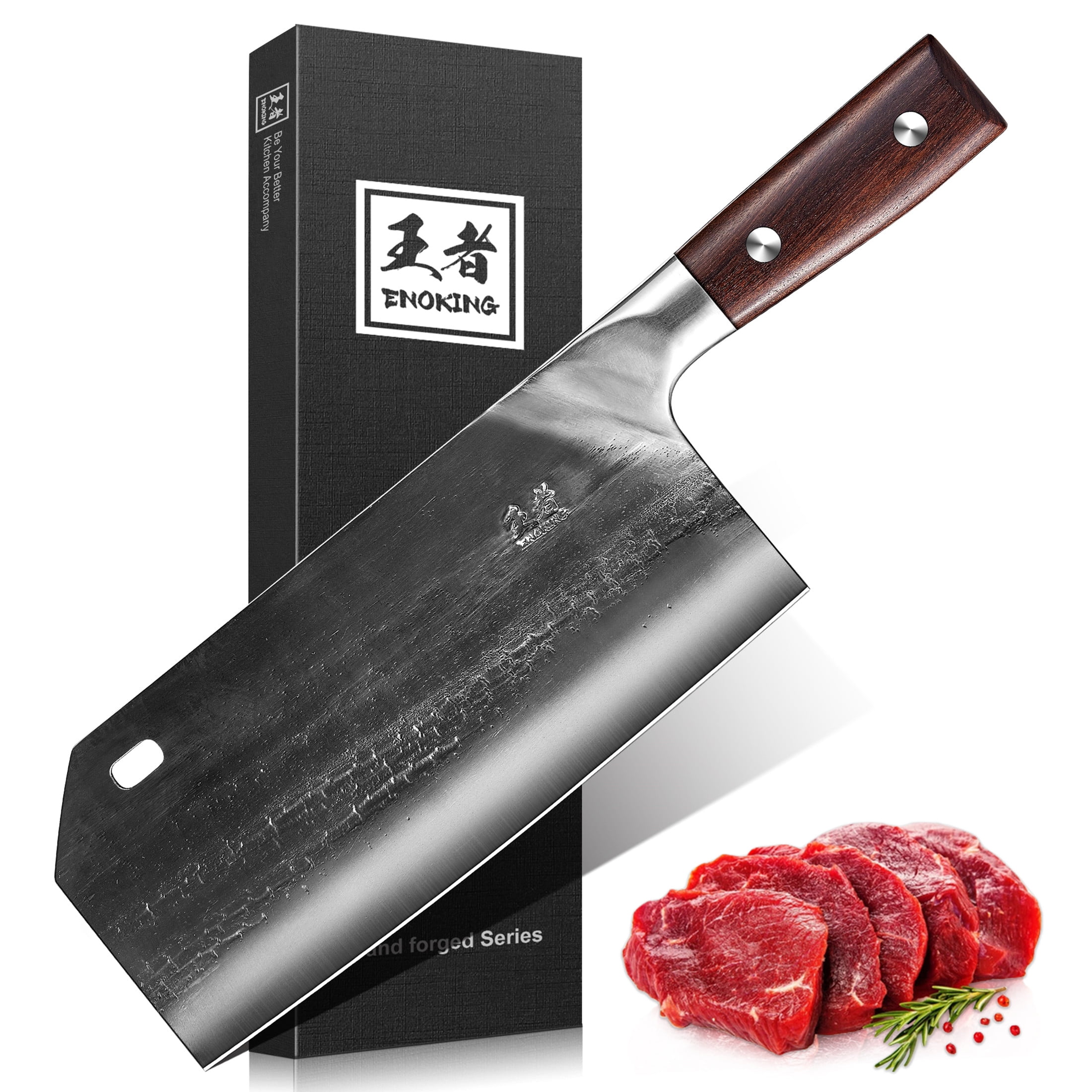 "ENOKING Full Tang 8.1"" Forged Stainless Steel Serbian Chef Knife ...