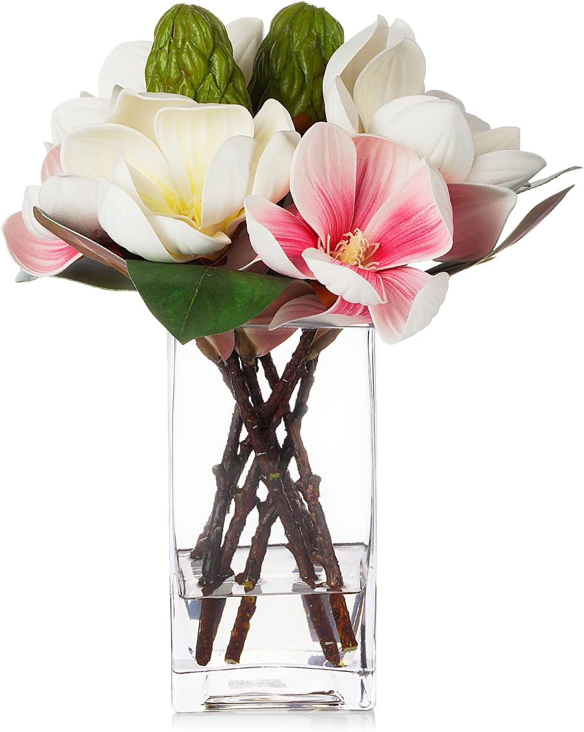 ENOVA FLORAL Real Touch Artificial Flowers in Vase, Artificial Magnolia ...