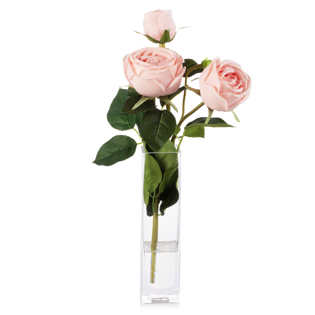 ENOVA FLORAL Silk Rose Artificial Flowers Arrangement in Vase, Fake ...