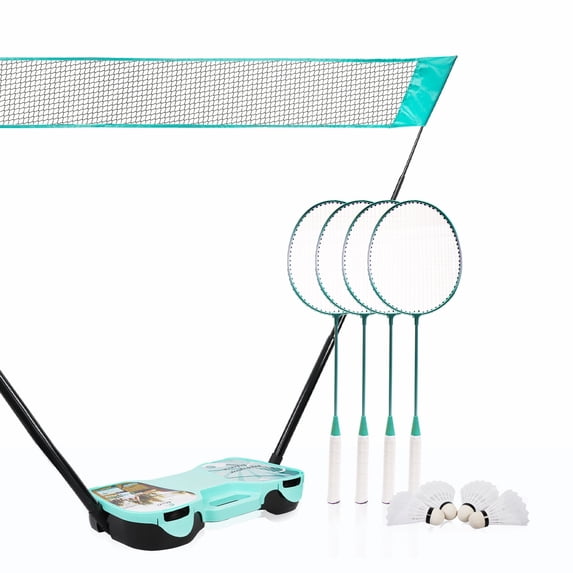Enovi EasyGo Badminton Set, Portable Set with Net, 4 Rackets, 4 Birdies ...