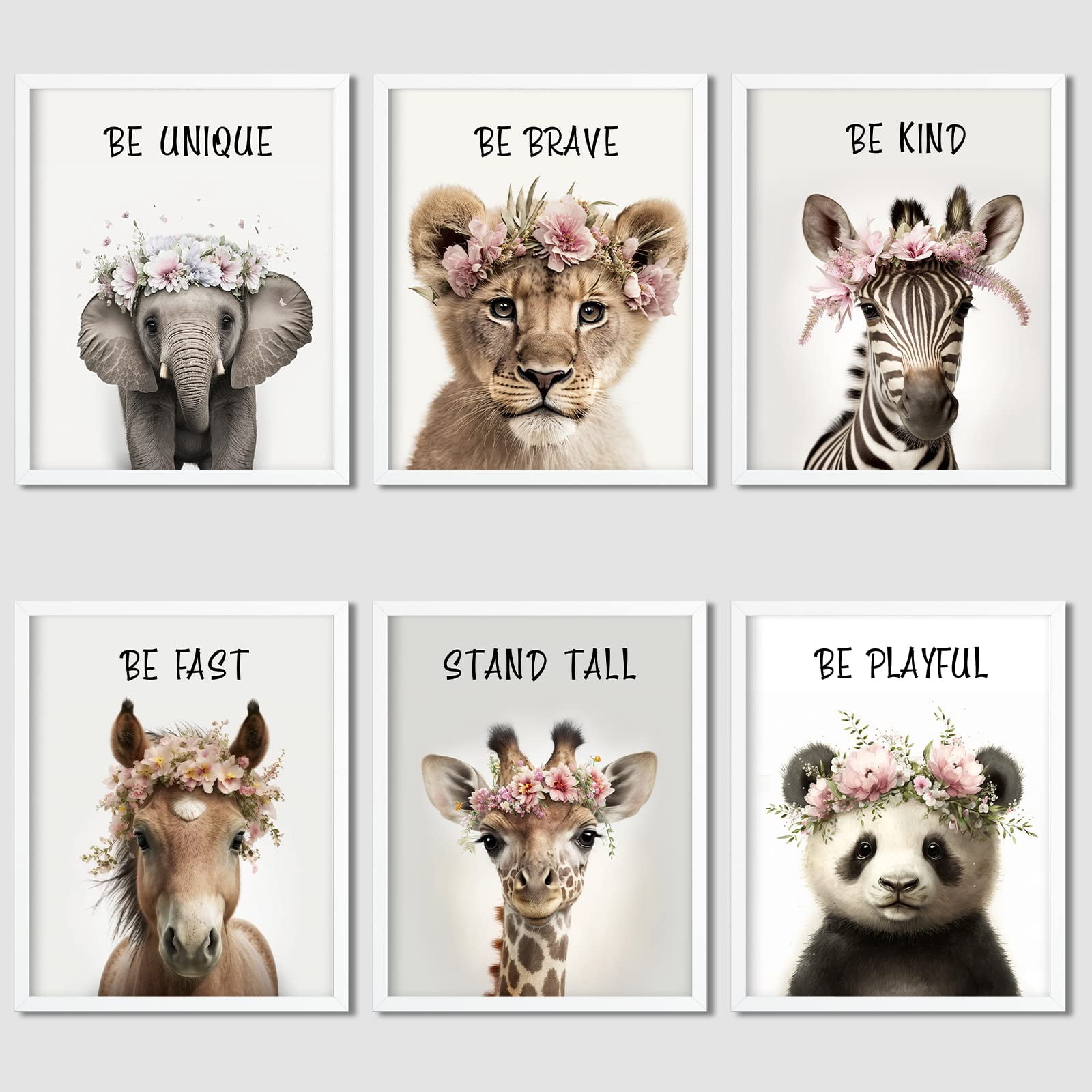 ENQU Baby Safari Animals Wall Decor, Set of 6 Posters, Jungle Safari ...