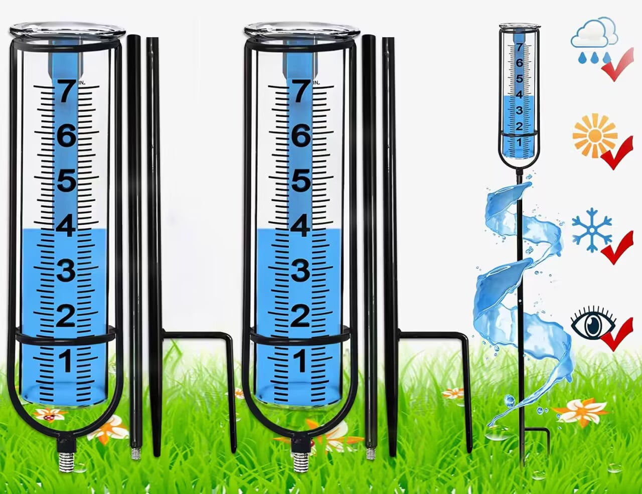 ENROSLU Rain Gauge, Accurate Freeze Proof Transparent Plastic, (2 Count ...