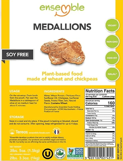 ENSEMBLE™ – Medallions - Plant-Based Meat Alternative 3.31 lbs (1.5 kg ...