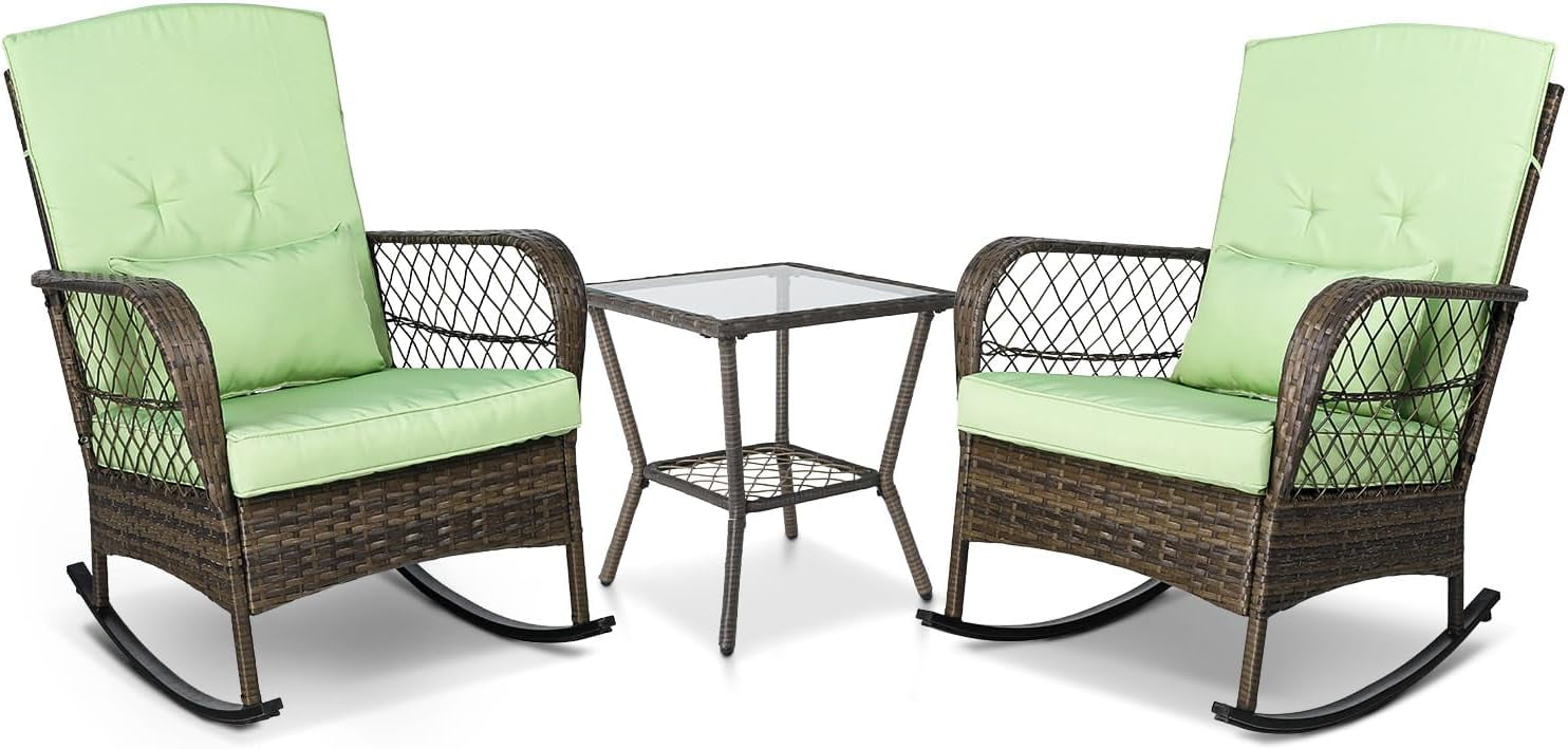 ENSTVER Outdoor Furniture: 3-Piece Patio Set with 2 Rattan Wicker ...