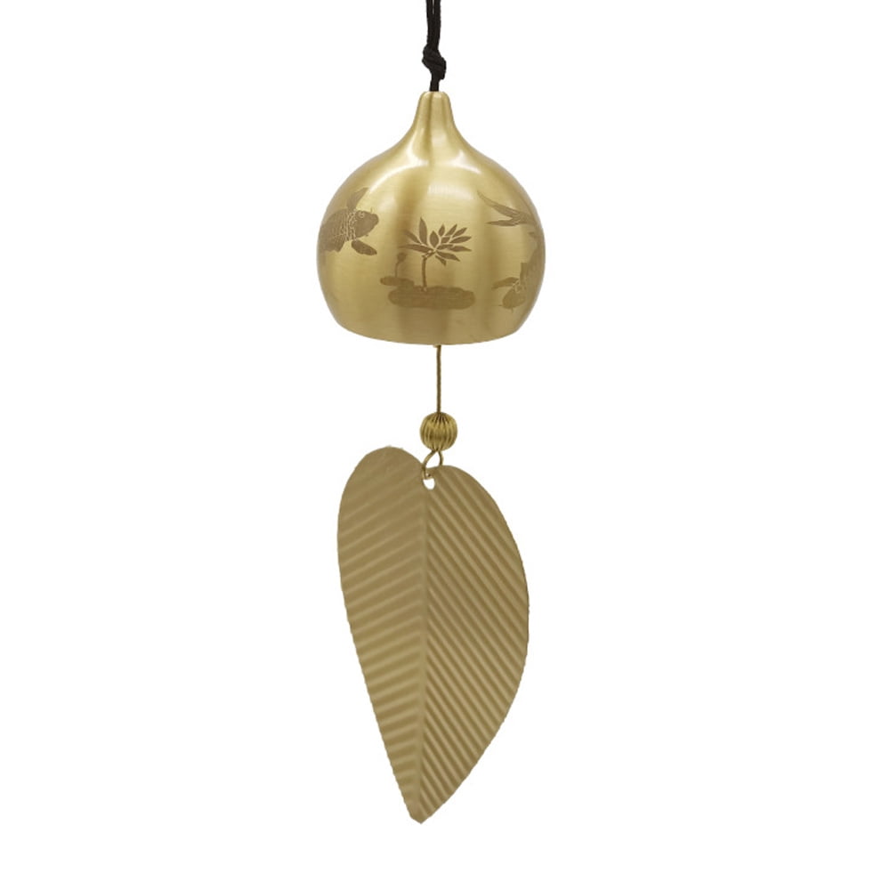 ENTASSER Gold Leaf Hanging Bell for Good Luck Wealth and Safe Window ...
