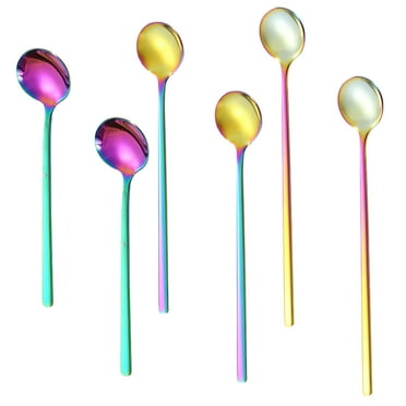 acdanc Decorative Flower Spoon Set - 8pcs Rainbow Stainless Steel ...
