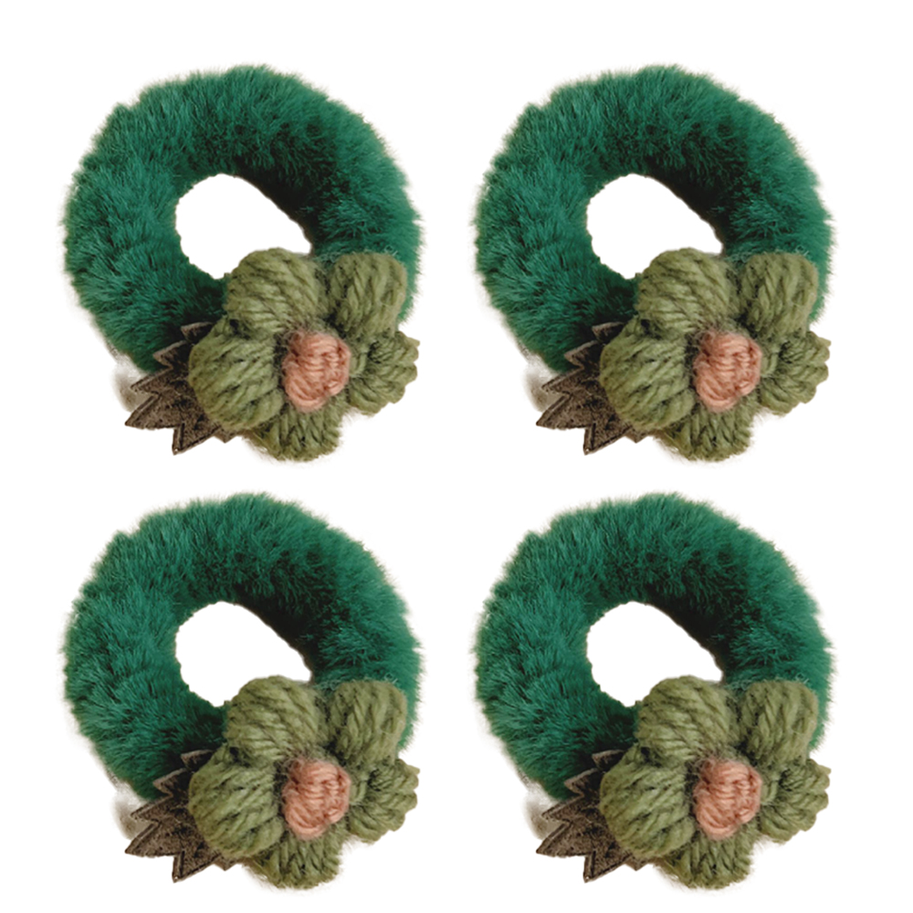ENTASSER Wool flower plush scrunchies simple fashion fresh women's hair ...