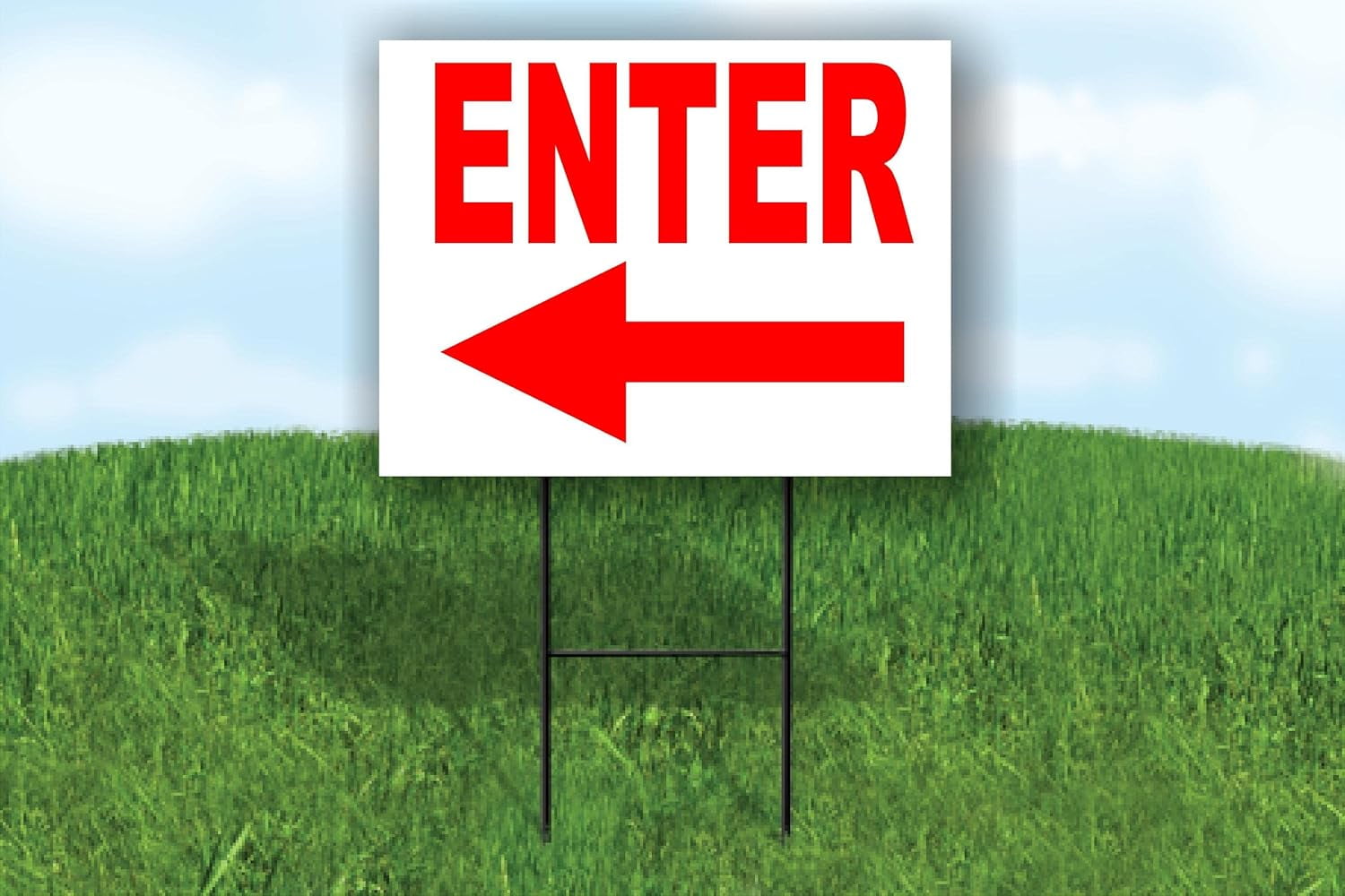 ENTER LEFT ARROW RED - Single Sided Enter Left Directional Yard Sign ...
