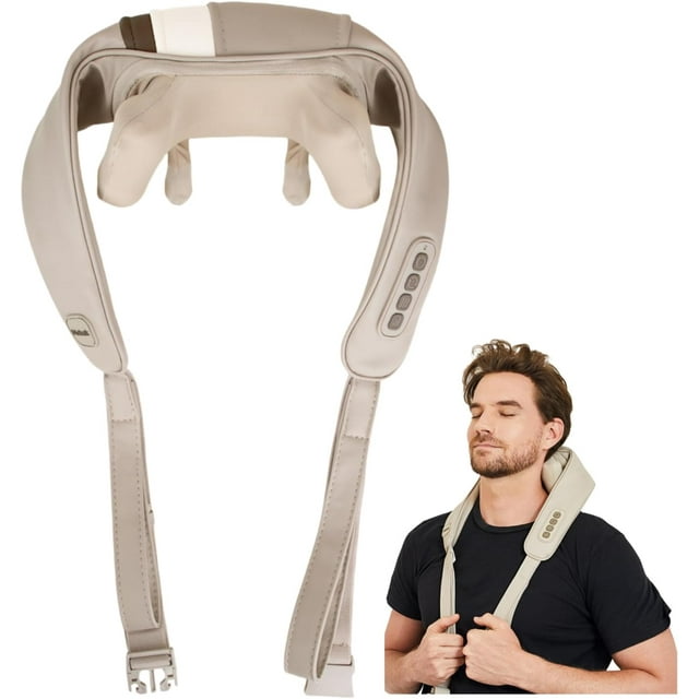 ENTESI Heat Neck Massager, Shiatsu for Pain Relief, Portable for Back ...