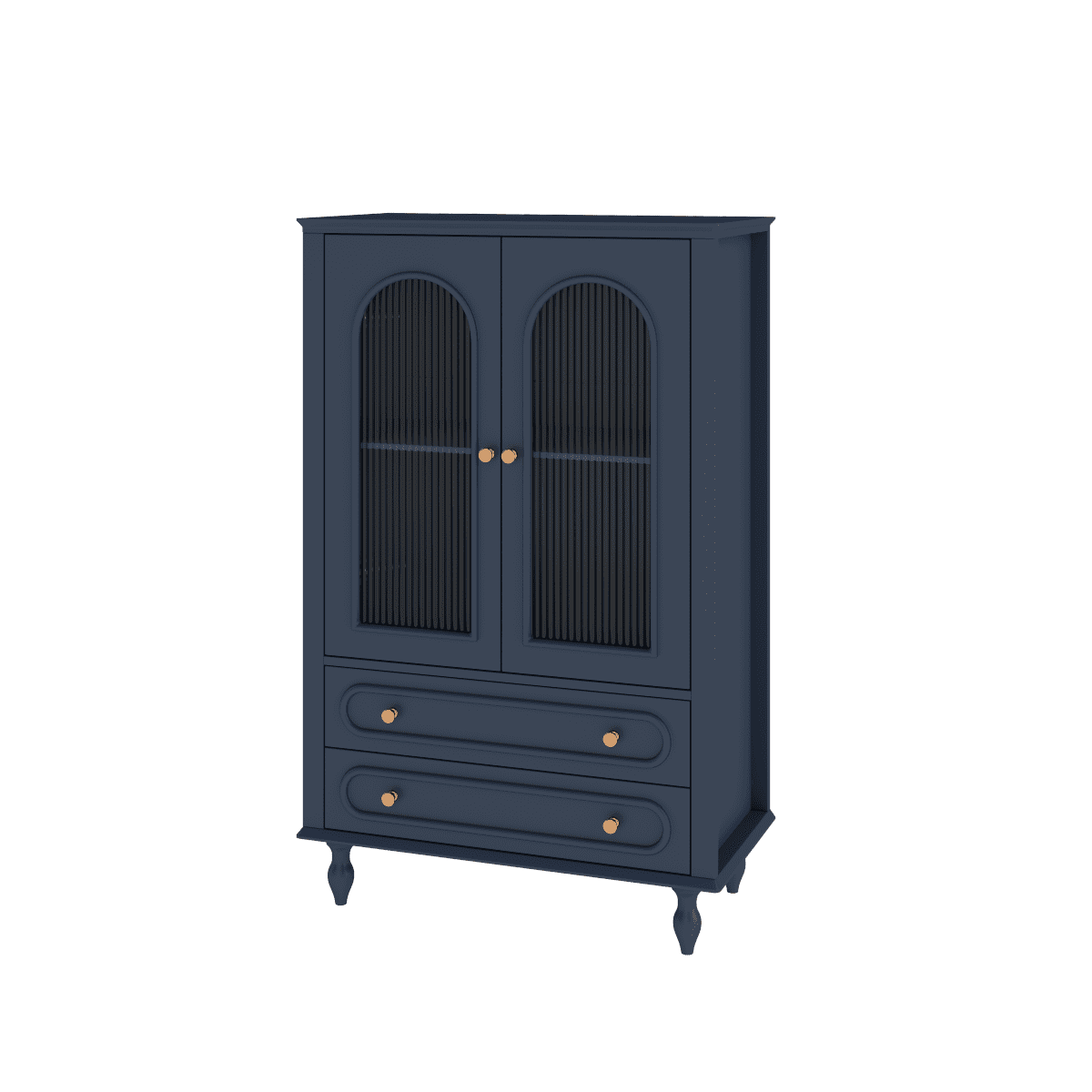 ENTU Glass Display Cabinet with Ribbed Glass Doors Wooden Curio Cabinet ...
