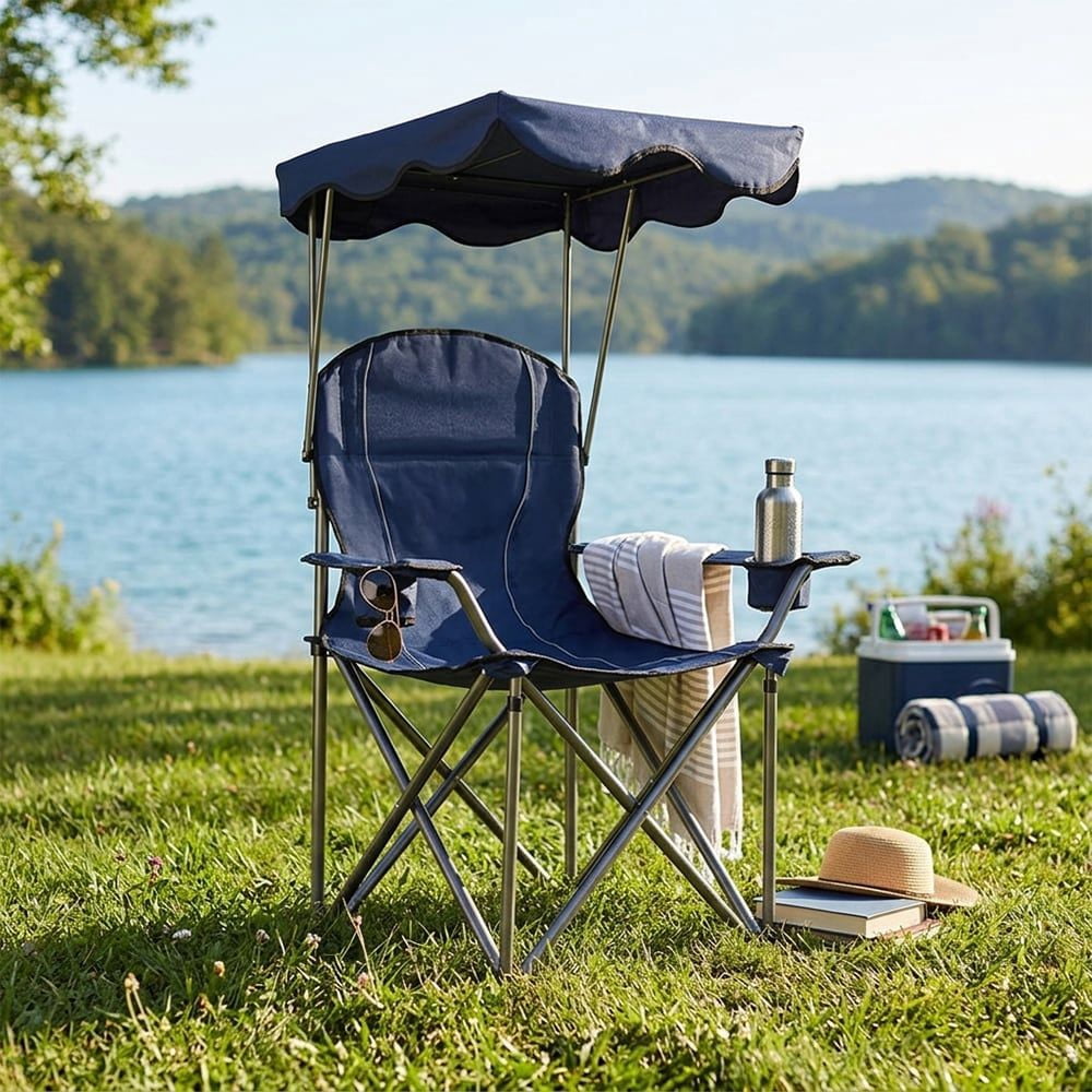 ENTU Portable Folding Beach Canopy Chair 600D PVC Fabric Steel Tube ...