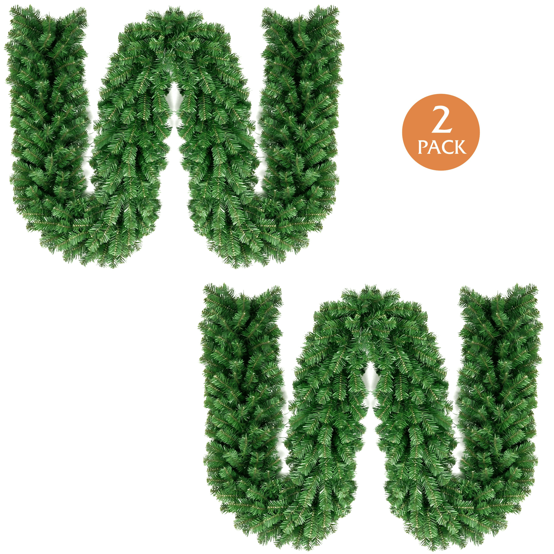 ENVEN 9FT Artificial Christmas Garland Set of 2, Mantle Garland Xmas ...