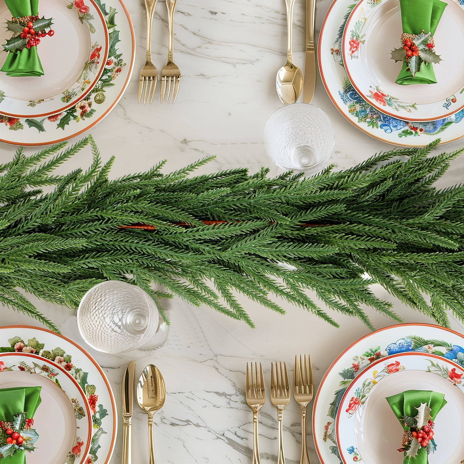 ENVEN 9ft Norfolk Pine Artificial Christmas Garland for Indoor Mantle ...