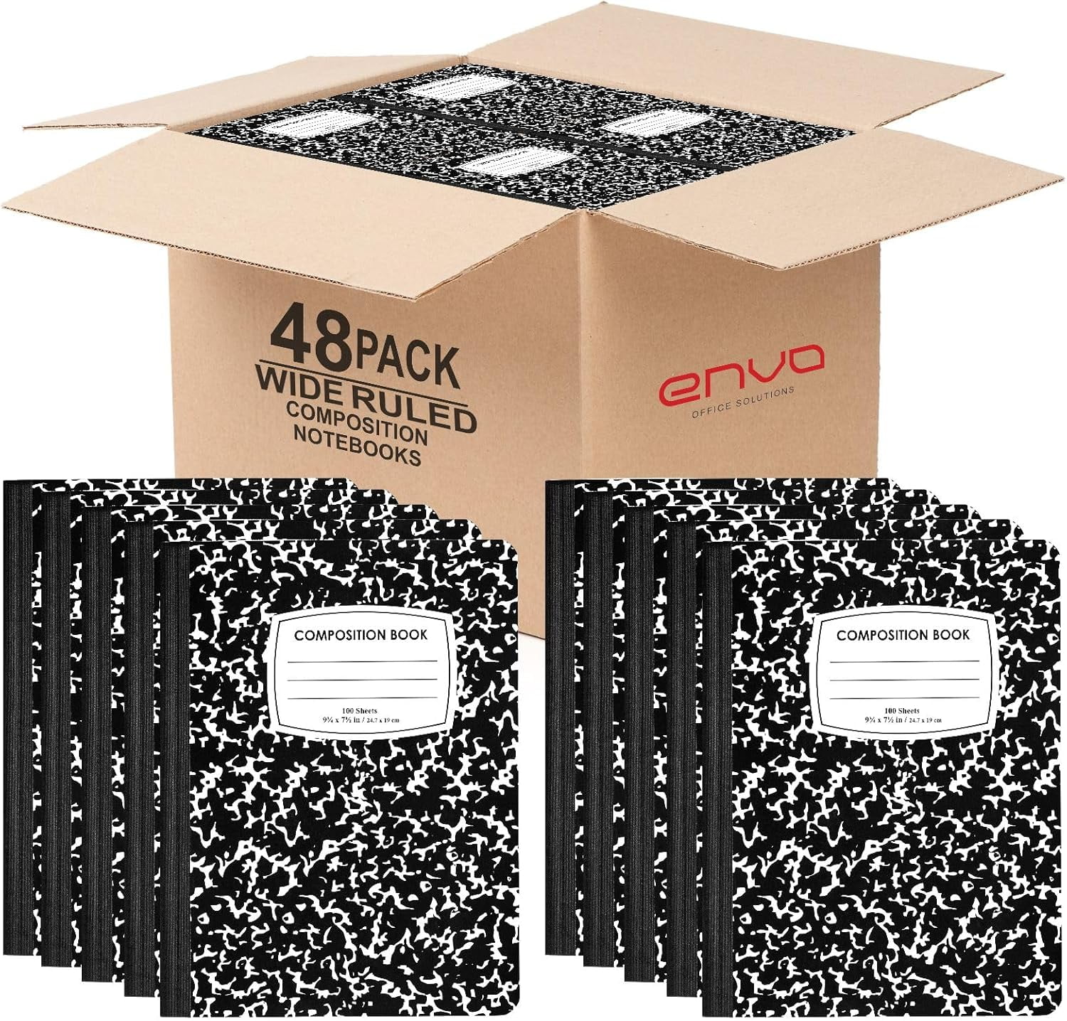 ENVO Composition Notebooks, Wide Ruled Composition Notebook, Black ...