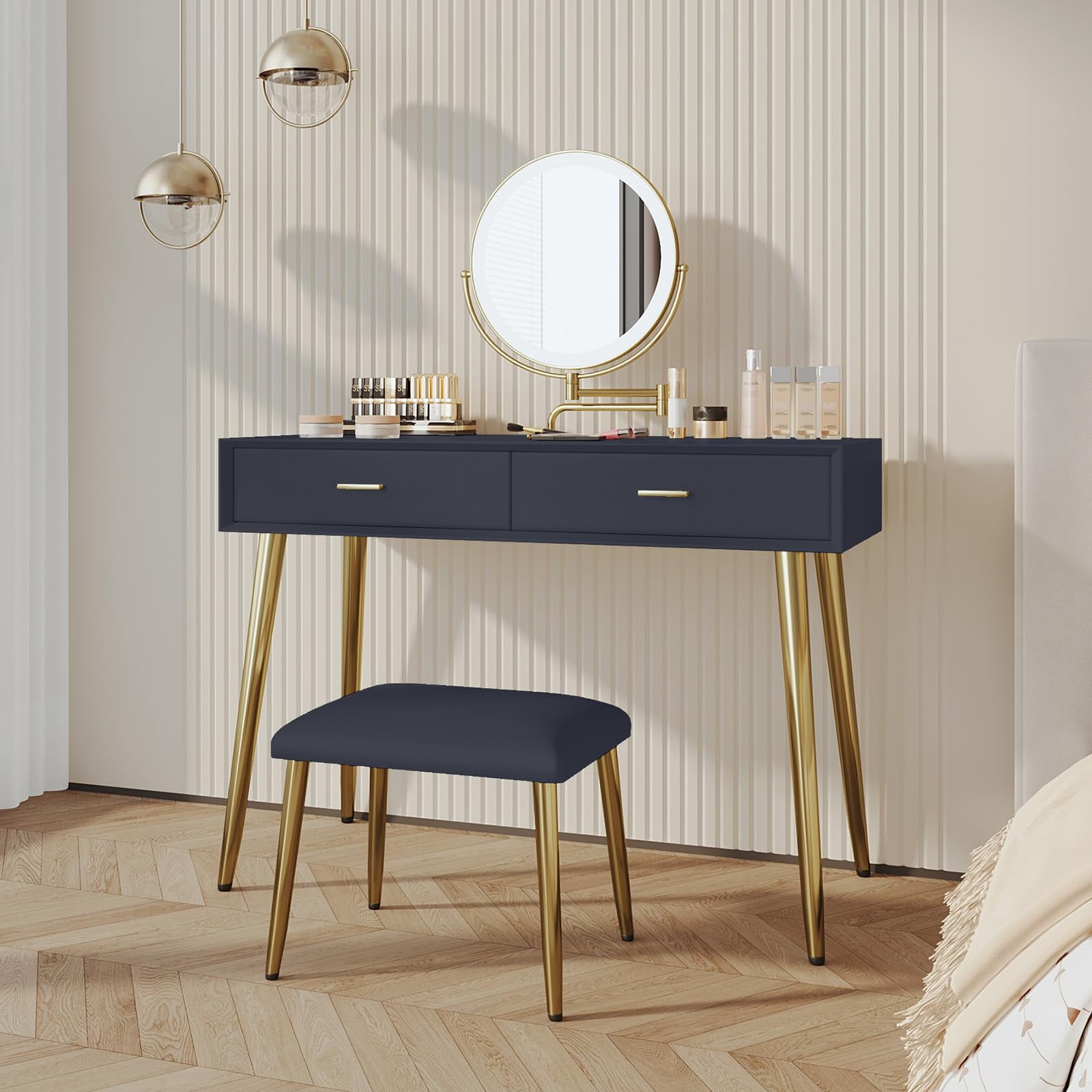 ENXING Makeup Vanity Set, Modern Vanity Desk with Mirror and Lights ...
