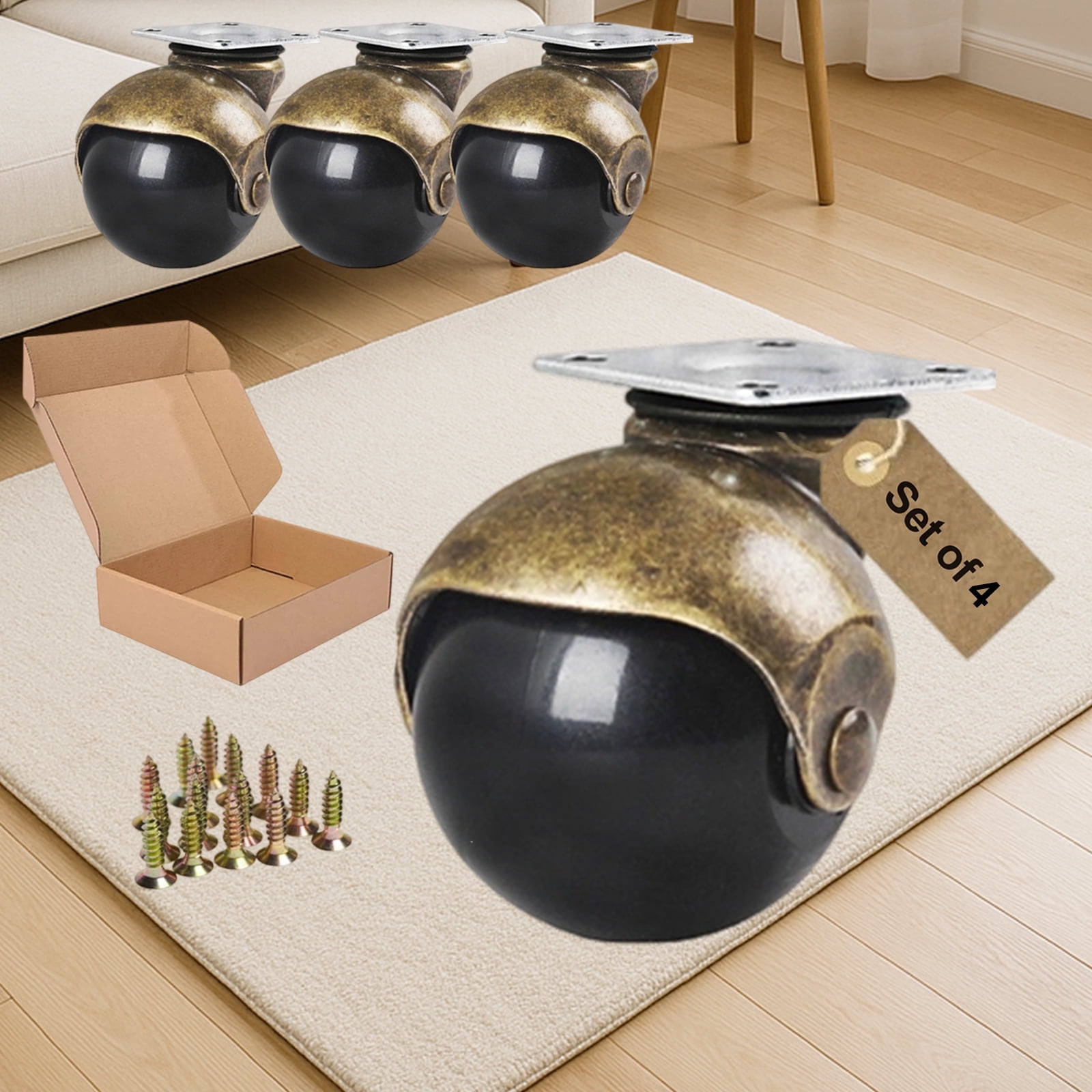 ENYKE 2 Inch Ball Caster Wheels,Swivel Plate Wheels for Furinture,Easy ...