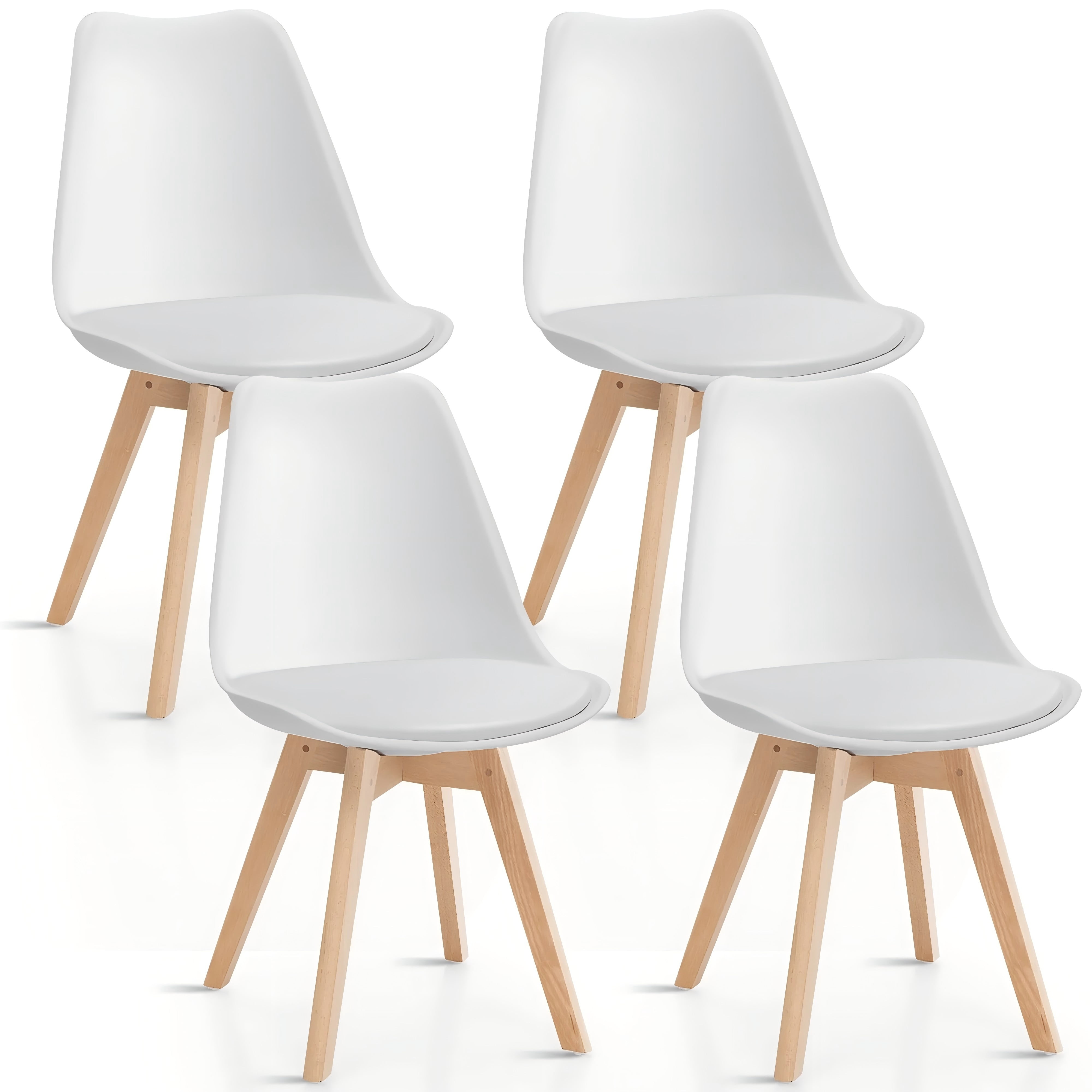 ENYLAY Modern Solid Dining Chair with Thickened Cushion, Faux Leather ...