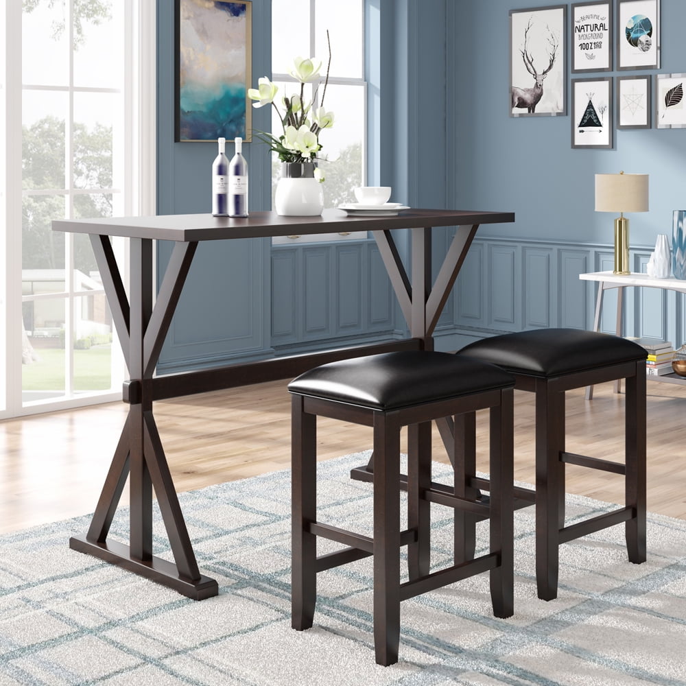ENYOPRO 3 Piece Pub Dine Set, Bar Style Dining Room Table and Stools ...