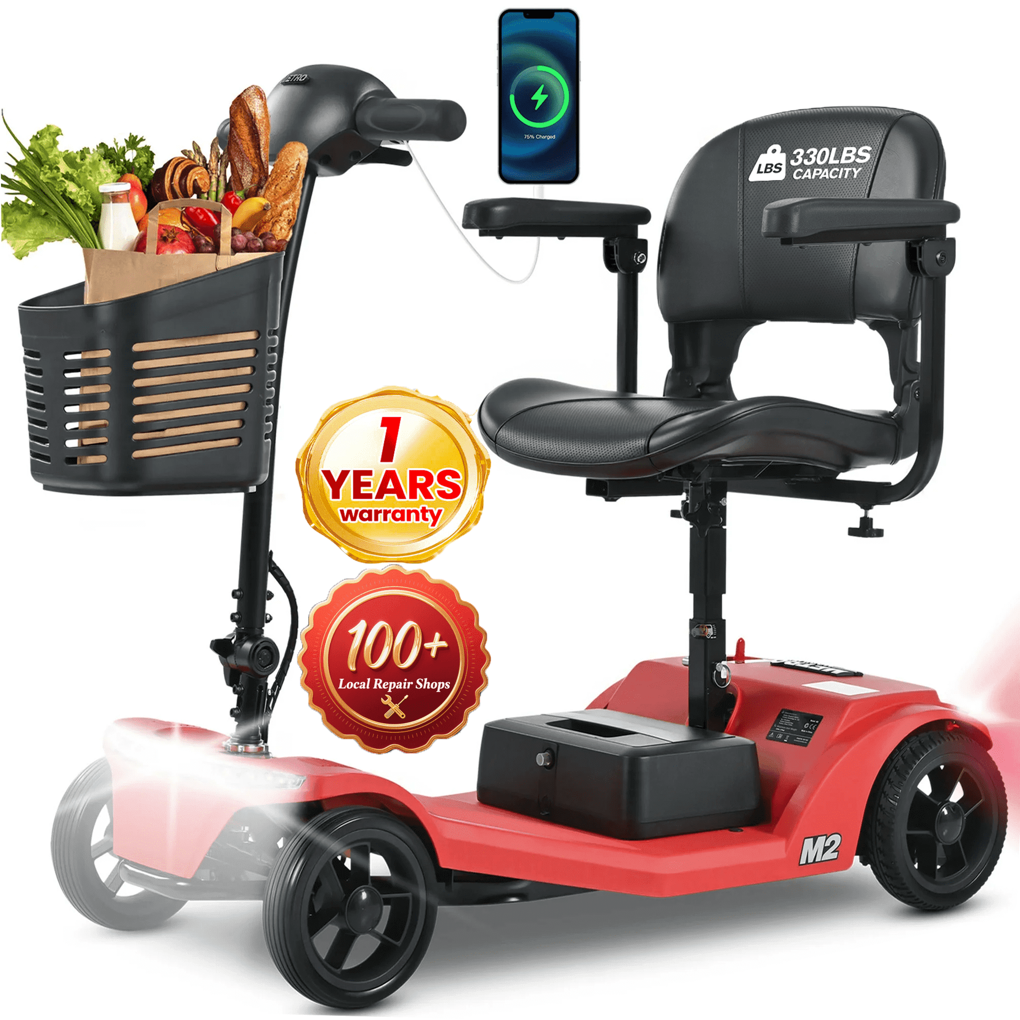 ENYOPRO Foldable Mobility Scooter for Seniors, 4 Wheel Electric Scooter ...