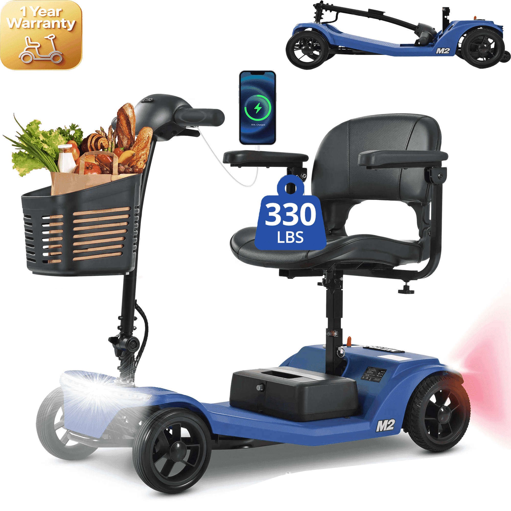 ENYOPRO 4 Wheel Electric Scooter for Adults, Foldable All-Terrain ...