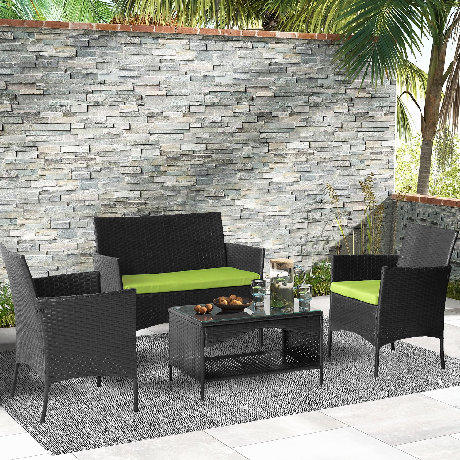 Enyopro Patio Furniture Set, Modern Rattan Wicker, Beige Cushions ...