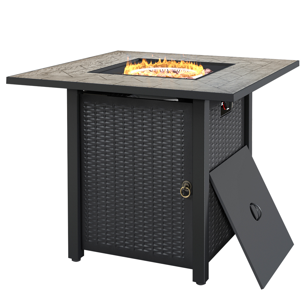 ENYOPRO Propane Fire Pit Table, Outdoor Gas Fire Pit Table with Lid and ...