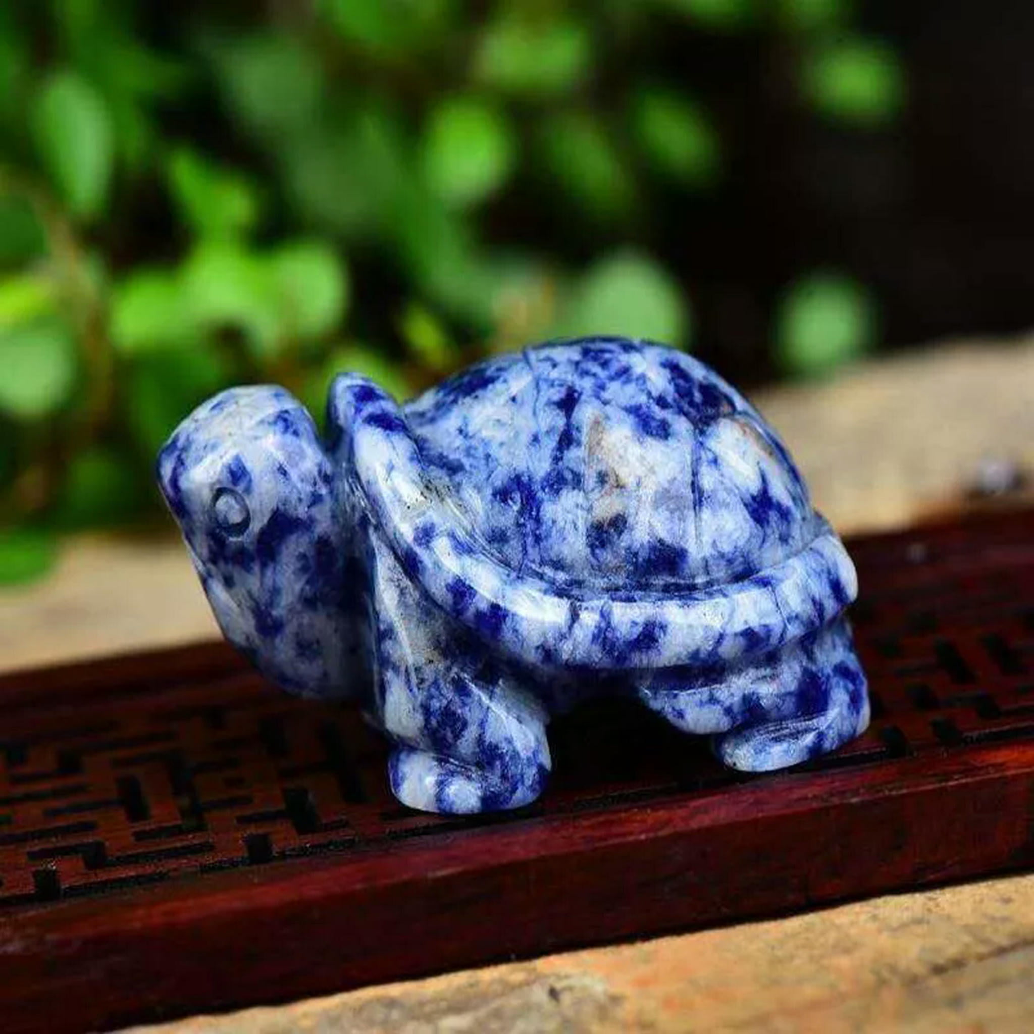 EOEMY 1.5'' Natural Blue Sodalite Quartz Carved Longevity Turtle ...