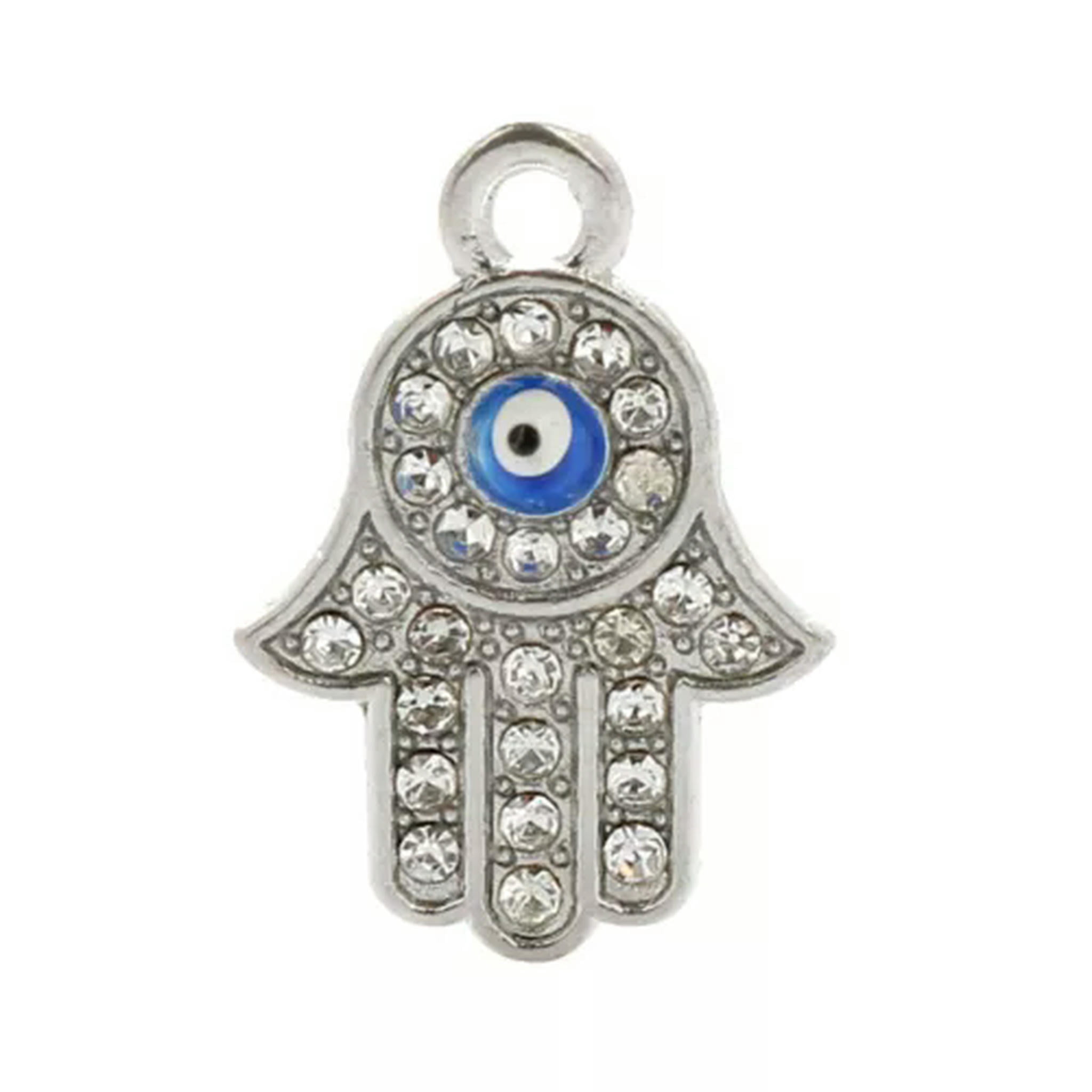 EOEMY 10 Alloy Rhinestone Hamsa Hand Enamel Evil Eye Kabbalah Charm ...
